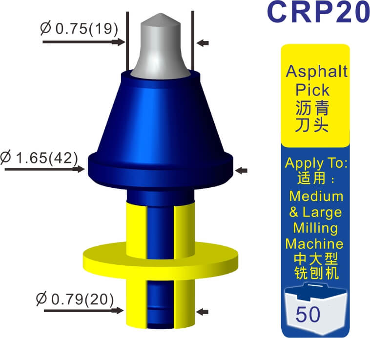 Road milling picks CRP20 - RMC China Quality Machine Parts Inc.